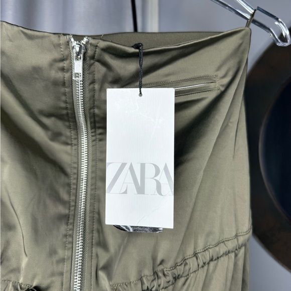 Zara | Dresses | Nwt Zara Cargo Bags Utility Strapless Dress Khaki ...